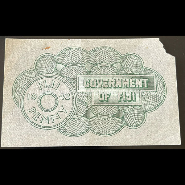 Fiji 1942 One Penny EF - Emergency Issue